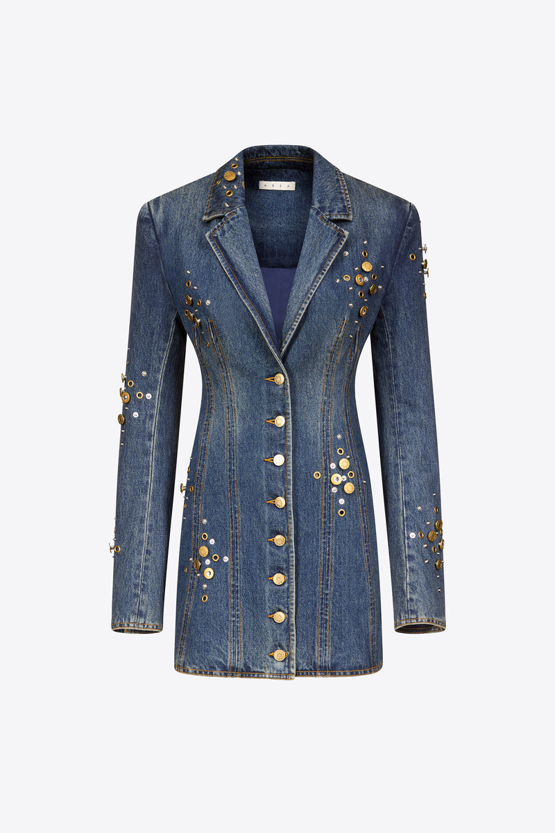 Crystal Button Studded Blazer Dress – AREA Crystal Button Studded Blazer Dress – AREA